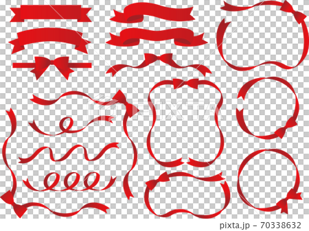 A set of classic red ribbon frames and obi - Stock Illustration ...