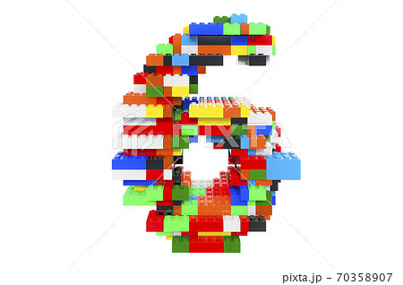 Number 6 from colorful building toy blocks, 3D...のイラスト素材 [70358907] - PIXTA