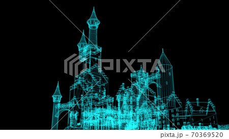 3d rendering - wire frame model of castleのイラスト素材 [70369520] - PIXTA
