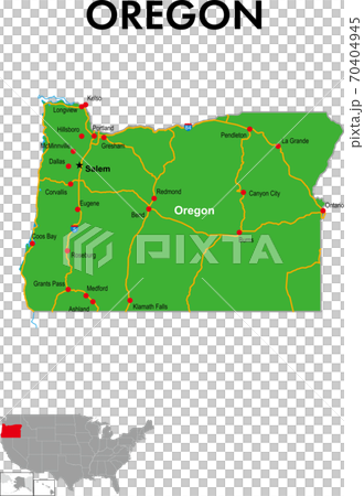 Map of Oregon State capitals, major cities,... - Stock Illustration ...