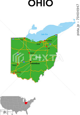 Ohio State Capital Map Shape Of Ohio, State Of Mainland United States,