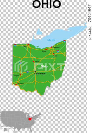 Ohio State Capital Map Shape Of Ohio, State Of Mainland United States,