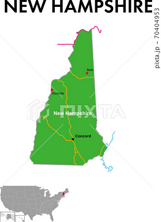 New Hampshire Map With Major Cities Large Detailed Old Administrative