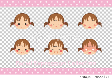 Cute girl's moody icon facial expression... - Stock Illustration ...