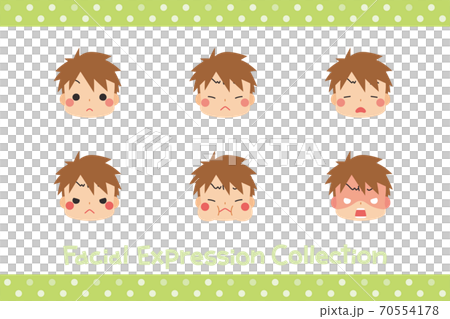 Cute boy's moody icon facial expression... - Stock Illustration ...