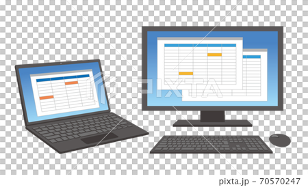 Illustration of dual monitor of laptop and... - Stock Illustration ...
