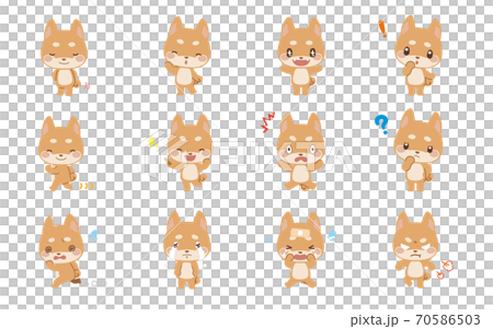 Shiba Inu-kun_Various pose sets 1 - Stock Illustration [70586503] - PIXTA