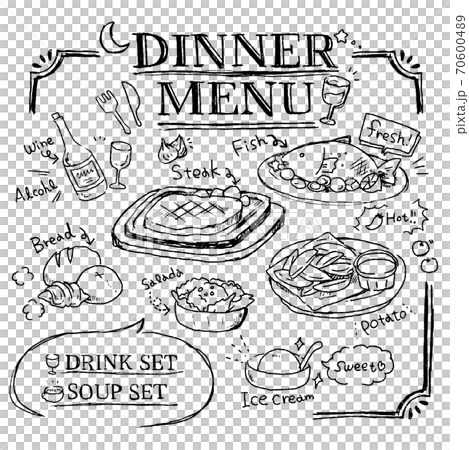Line art dinner menu material - Stock Illustration [70600489] - PIXTA