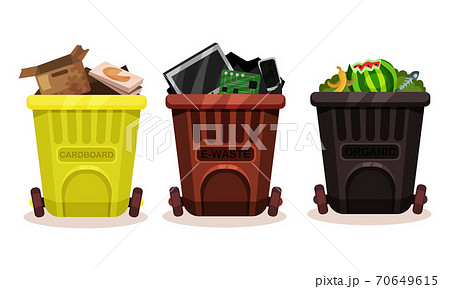 Trash Bins Full of Sorted Garbage Vector Setのイラスト素材 [70649615] - PIXTA