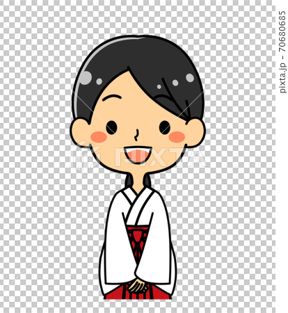 Shrine maiden smile upper body illustration - Stock Illustration ...