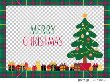 Christmas tree and gift frame with horizontal... - Stock Illustration ...