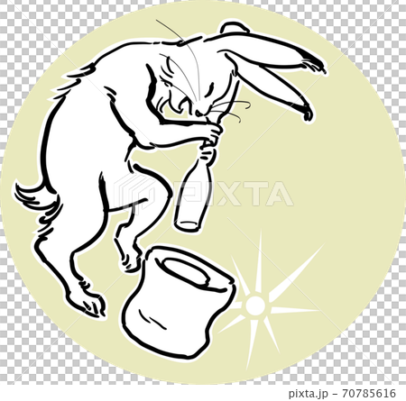 Choju-Giga-Rabbit poking rice cake - Stock Illustration [70785616] - PIXTA