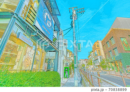 [アニメ風] 東京の都市風景 渋谷 キャットストリート周辺の風景のイラスト素材 [70838899] - PIXTA