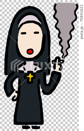 Smoking Catholic Nun - Stock Illustration [70841621] - PIXTA