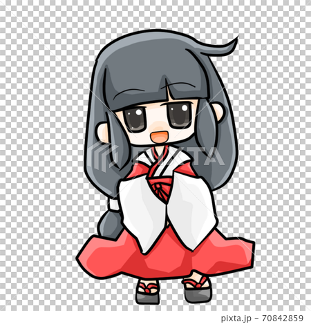 Simple and cute shrine maiden - Stock Illustration [70842859] - PIXTA