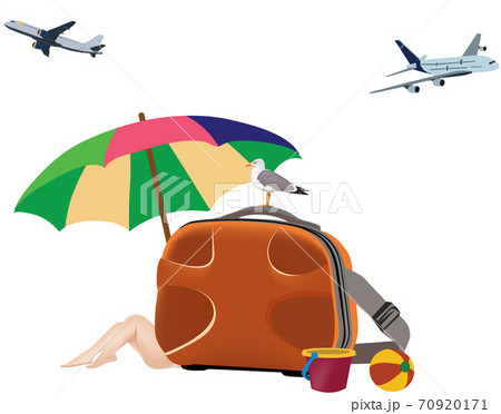 beach vacation landscape with bather and travelのイラスト素材 [70920171] - PIXTA