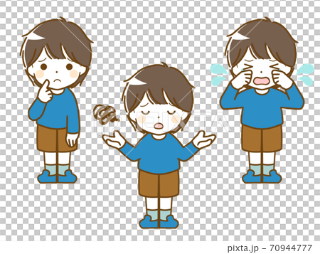 The embarrassed look of a little boy - Stock Illustration [70944777 ...
