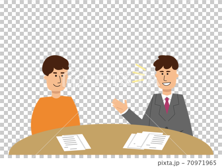 A businessman to explain and a man to convince - Stock Illustration ...