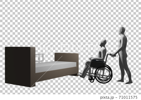 Wheelchair pusher and bed - Stock Illustration [71011575] - PIXTA