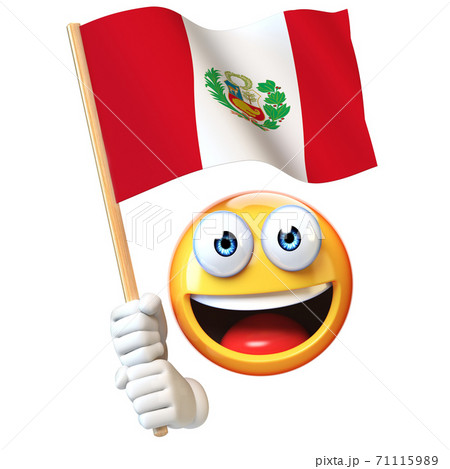 Emoji holding Peruvian flag, emoticon waving...のイラスト素材 [71115989] - PIXTA