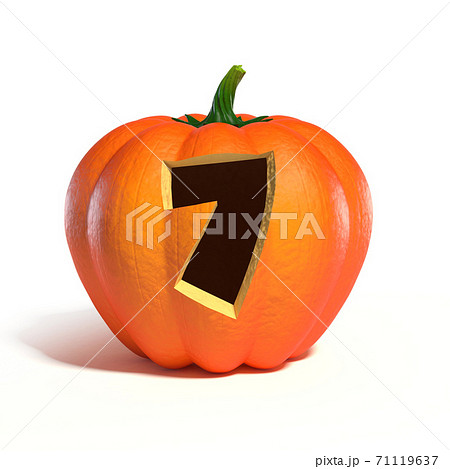 Halloween pumpkin font 3d rendering number 7のイラスト素材 [71119637] - PIXTA
