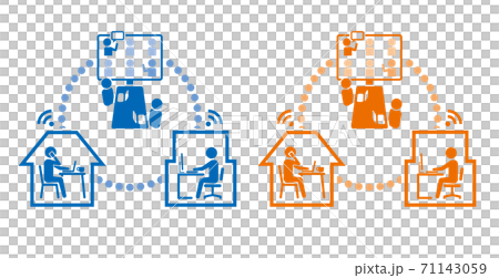 Telework Icon Illustration Video Conference /... - Stock Illustration ...