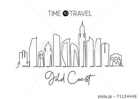 One single line drawing Gold Coast city...のイラスト素材 [71154449] - PIXTA