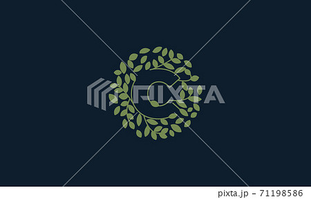Letter C with leaf green garden nature pattern...のイラスト素材 [71198586] - PIXTA