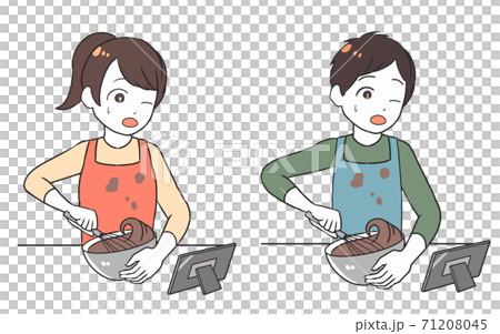 Failed to stir while looking at the tablet... - Stock Illustration ...