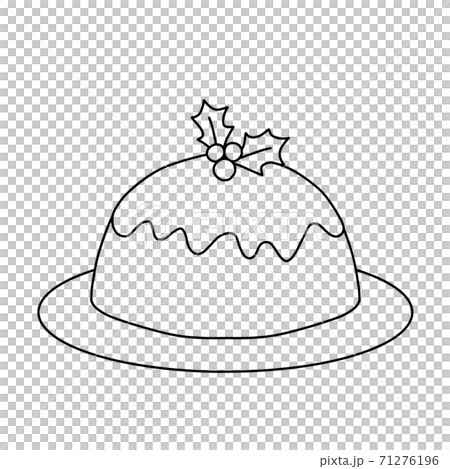 Christmas pudding cute line art - Stock Illustration [71276196] - PIXTA