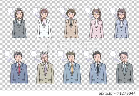 Depressed and soulless office lady and... - Stock Illustration ...