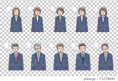 Depressed and soulless office lady and... - Stock Illustration ...