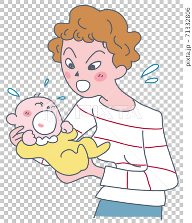 Mother panicked by a baby who can't stop crying - Stock Illustration ...