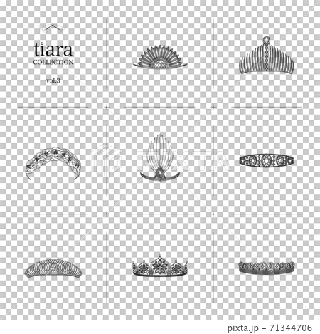 Tiara Collection 3 Line Art Illustration_Black - Stock Illustration ...