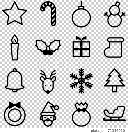 Set of 16 Christmas icons (line art) - Stock Illustration [71356010 ...