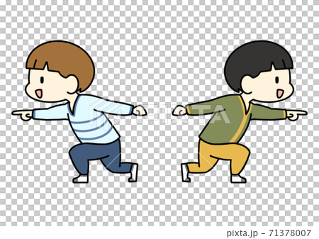 Boys pointing left and right - Stock Illustration [71378007] - PIXTA