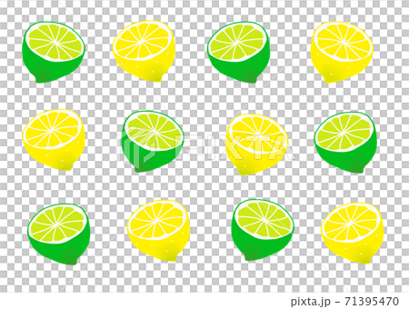 Lemon and lime pattern collection cut in half - Stock Illustration ...
