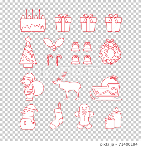 Cute & simple Christmas line art illustration set - Stock Illustration ...