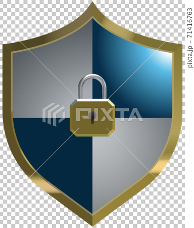 Vector illustration with blue shield key in the... - Stock Illustration ...
