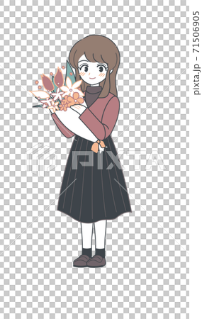 Smiley sister vector with a bouquet - Stock Illustration [71506905] - PIXTA