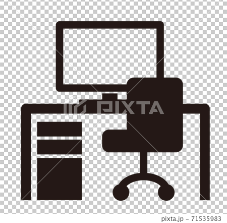 Simple icons for PC and desk / black and white - Stock Illustration ...