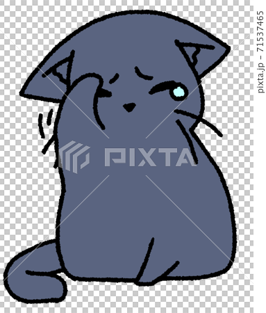Black cat with itchy eyes - Stock Illustration [71537465] - PIXTA