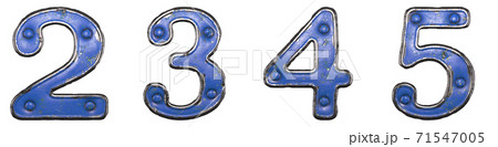 Set of numbers 2, 3, 4, 5 made of painted metal...のイラスト素材 [71547005 ...