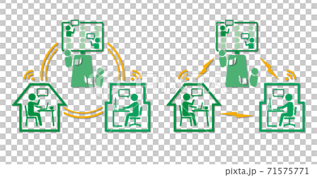 Telework Icon Illustration Video Conference /... - Stock Illustration ...