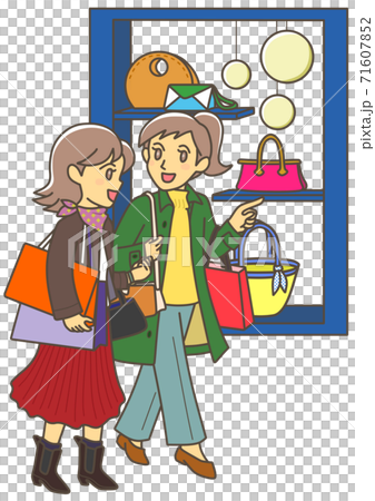 Women doing window shopping - Stock Illustration [71607852] - PIXTA