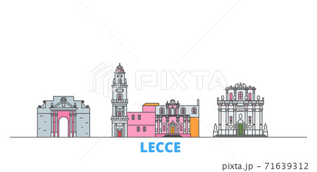 Italy, Lecce line cityscape, flat vector....のイラスト素材 [71639312] - PIXTA