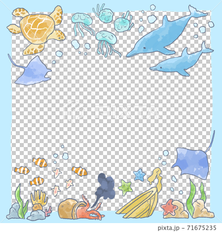 Sea creature illustration frame with a gentle... - Stock Illustration ...