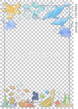 Sea creature illustration frame with a gentle... - Stock Illustration ...