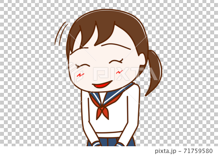 A female student bowing with a smile - Stock Illustration [71759580 ...