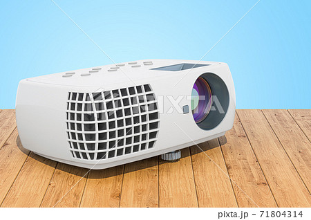 Projector on the wooden planks, 3D renderingのイラスト素材 [71804314] - PIXTA
